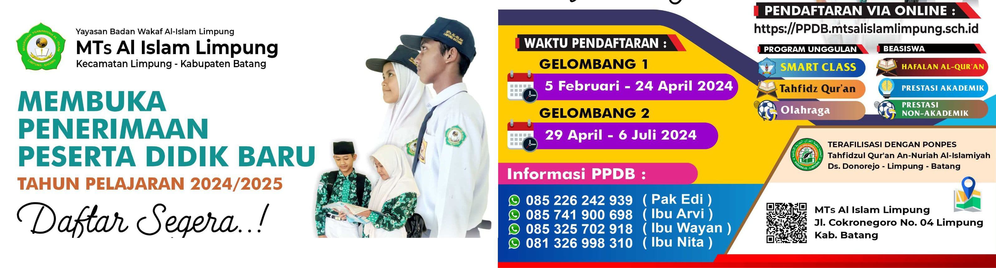 PPDB MTs AL Islam Limpung 2024/2025